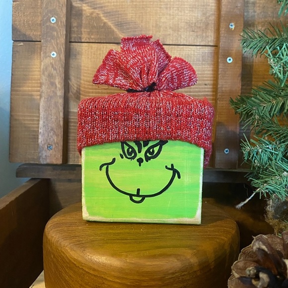 Holiday | Handmade Rustic Farmhouse Grinch Block | Poshmark